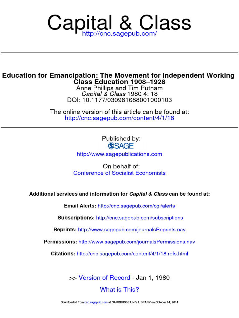 Education For Emancipation The Movement For Independent Working Class ...