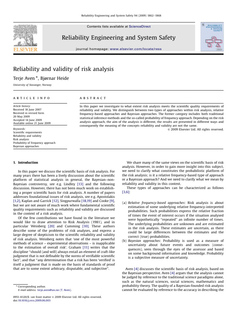 1 s2.0 S0951832009001343 Main | PDF | Uncertainty | Statistics