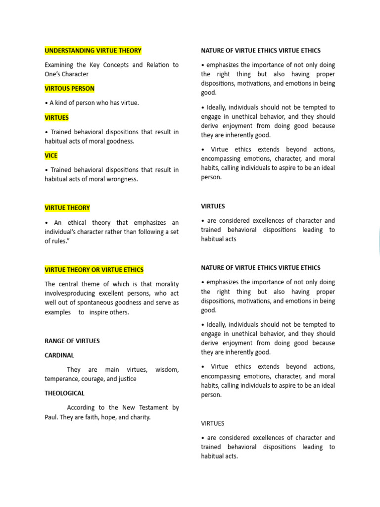 Understanding Virtue Theory | PDF | Virtue Ethics | Virtue