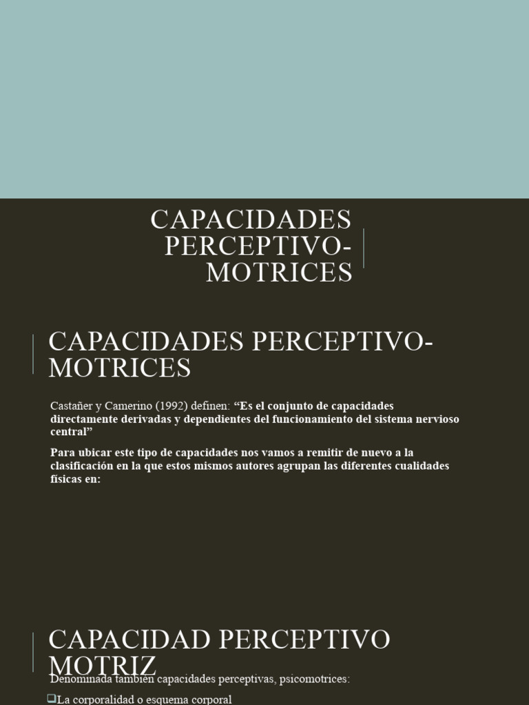 Capacidades Perceptivo-Motrices en Niños | PDF | Percepción | Ritmo