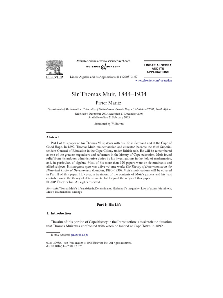 Sir Thomas Muir 1844 1934 | PDF