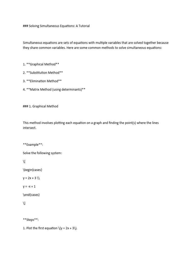 Solving Simultaneous Equation | Download Free PDF | Matrix (Mathematics ...