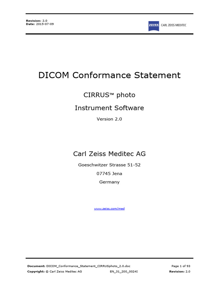 CIRRUS Photo - DICOM Conformance Statement | PDF | Computer Engineering | Information Technology