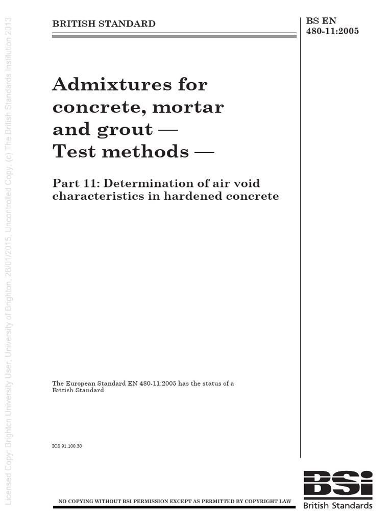 BS en 480-11-2005 | PDF | Volume | Concrete