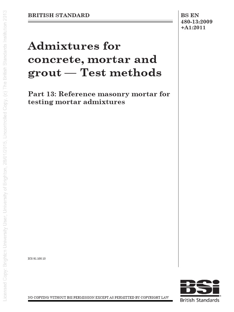BS en 480-13-2009+a1-2011 | PDF | Concrete | Mortar (Masonry)