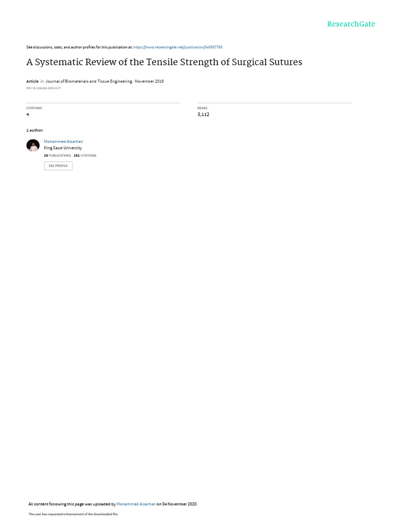 ASystematic Reviewofthe Tensile Strengthof | PDF | Surgical Suture ...