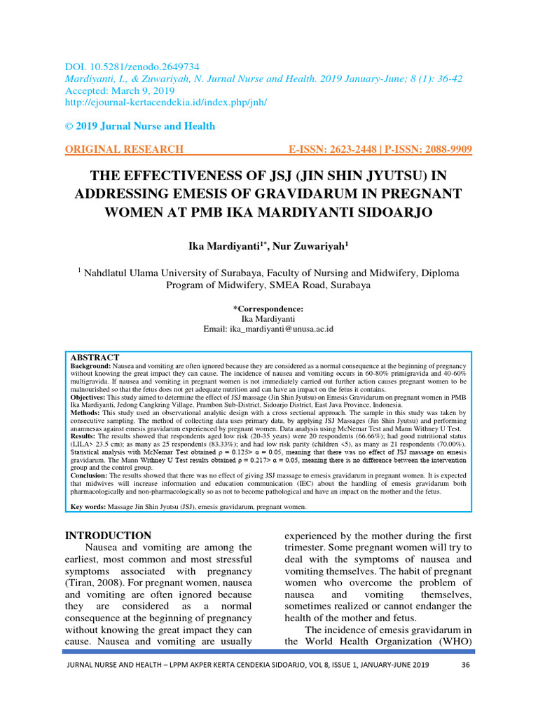 The Effectiveness-Of-Jsj-Jin-Shin-Jyutsu-Fb545360 | PDF | Pregnancy | Public Health