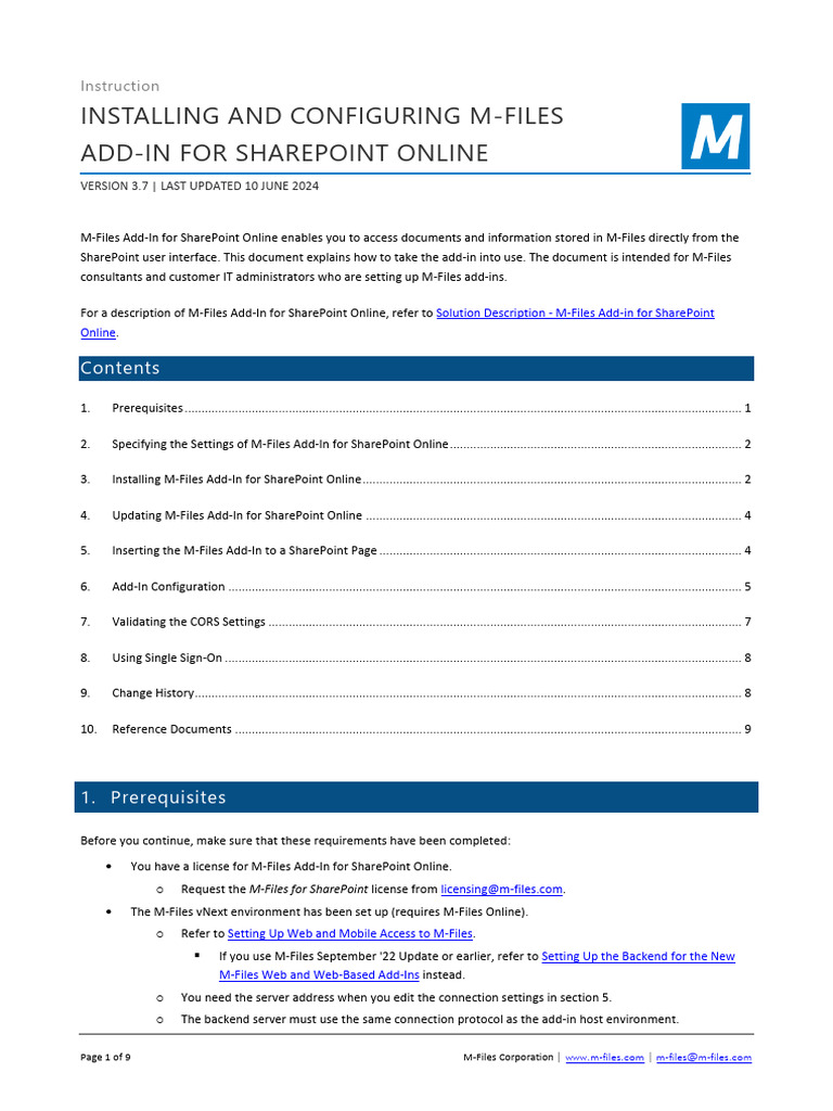 Installing and Configuring M-Files Add-In For SharePoint Online | PDF ...