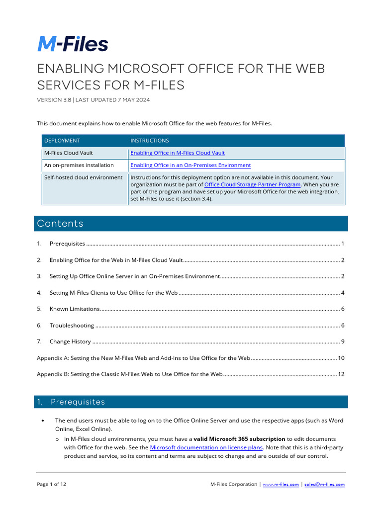 Enabling Microsoft Office For The Web Services For M-Files | PDF ...