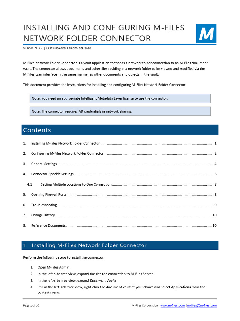 Installing and Configuring M-Files Network Folder Connector | PDF ...