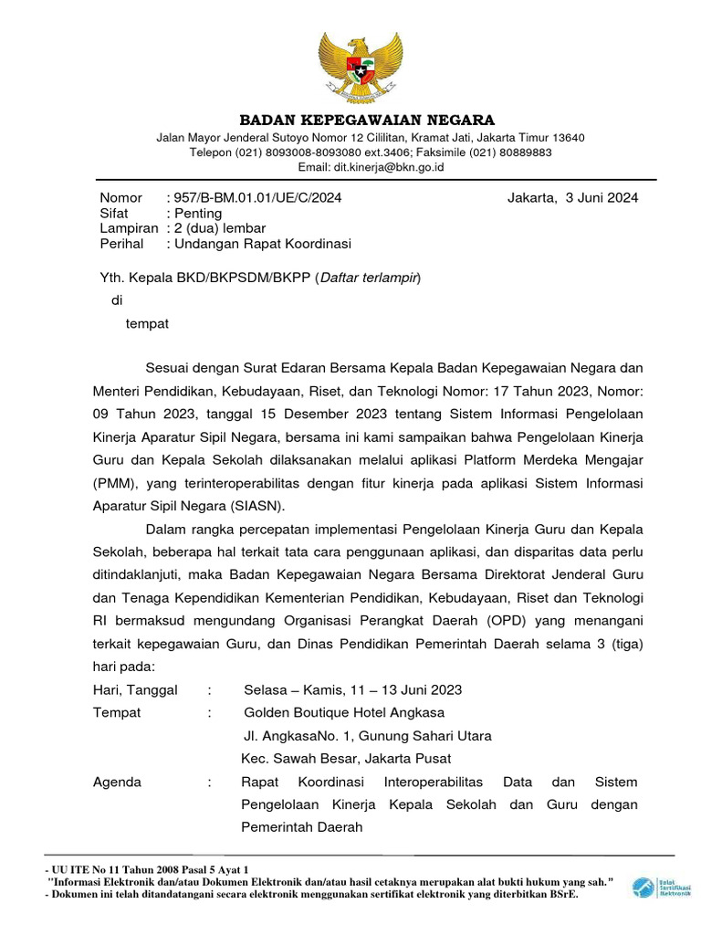 Rev - Konsep Undangan BKD - GTK-Region 3 | PDF