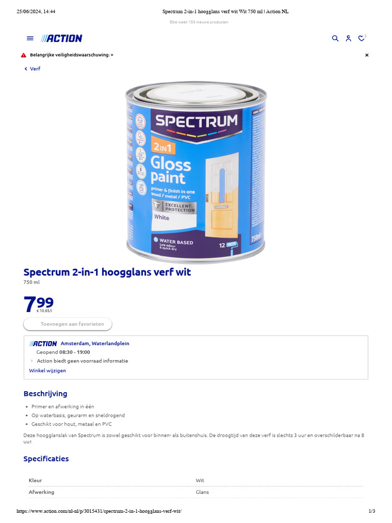 Spectrum 2-In-1 Hoogglans Verf Wit: Beschrijving | PDF