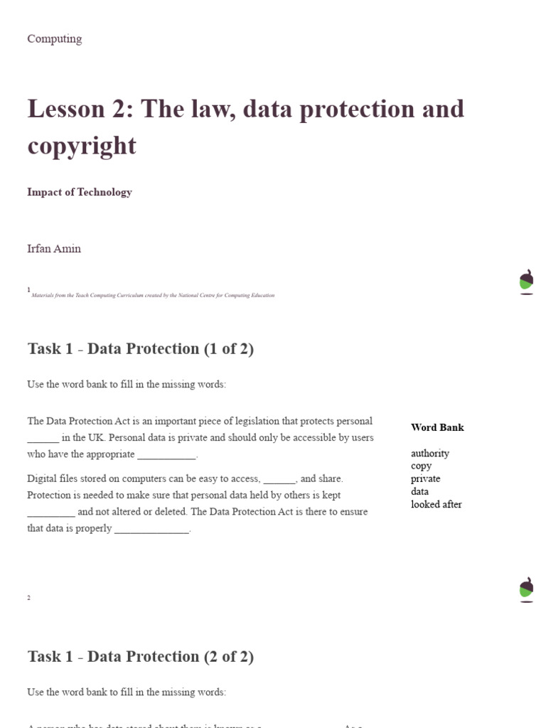 Kobi Nagy (LVH) The Law Data Protection and Copyright 61hked Worksheet | PDF | Information ...