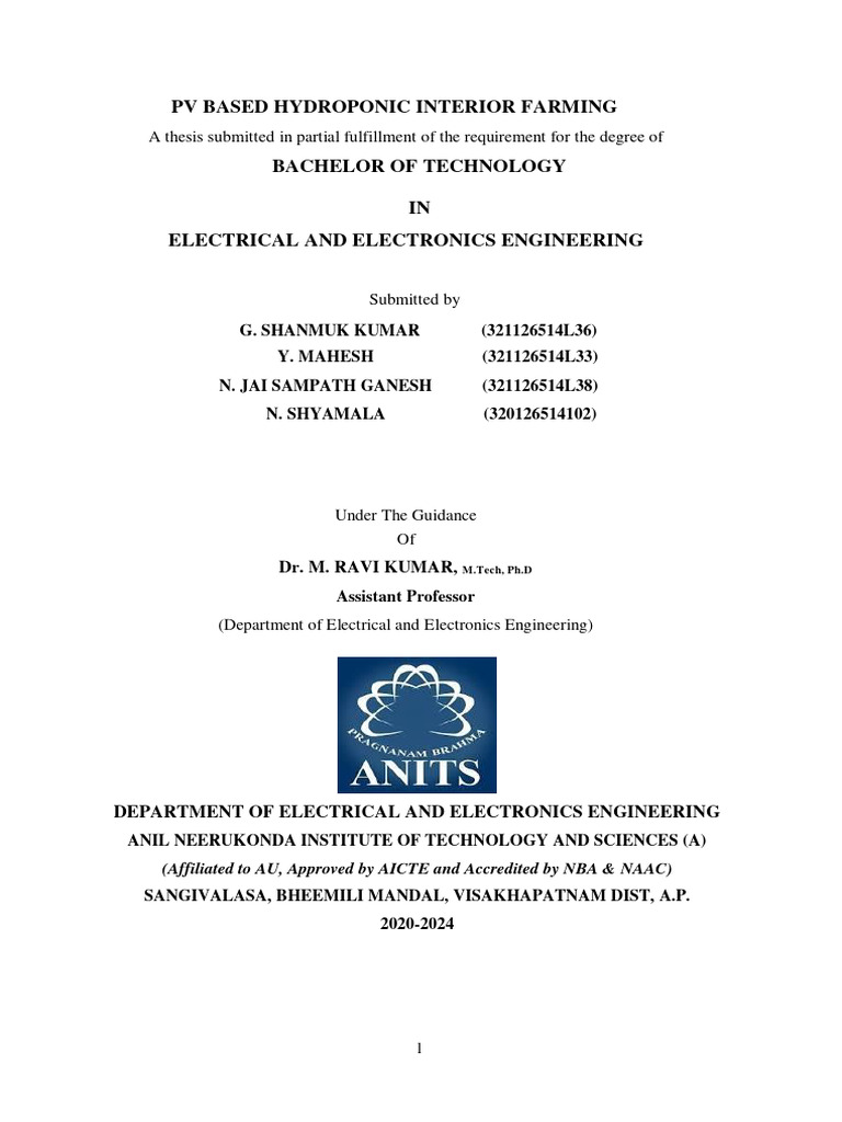 PV-Based Hydroponic Farming Thesis | PDF | Agriculture | Hydroponics