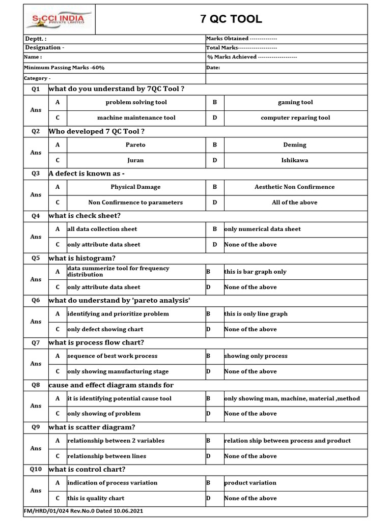 7 QC TEST PAPER-03.05.2024 | PDF