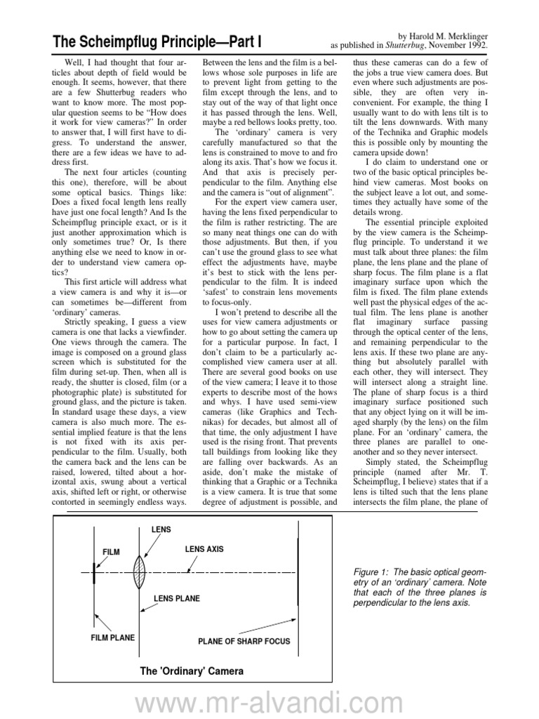 The Scheimpflug Principle1 | PDF | Camera | Vision