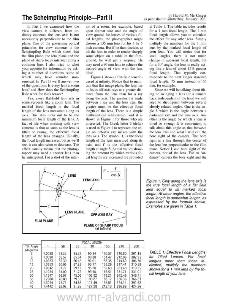 The Scheimpflug Principle2 | PDF | Camera Lens | Zoom Lens