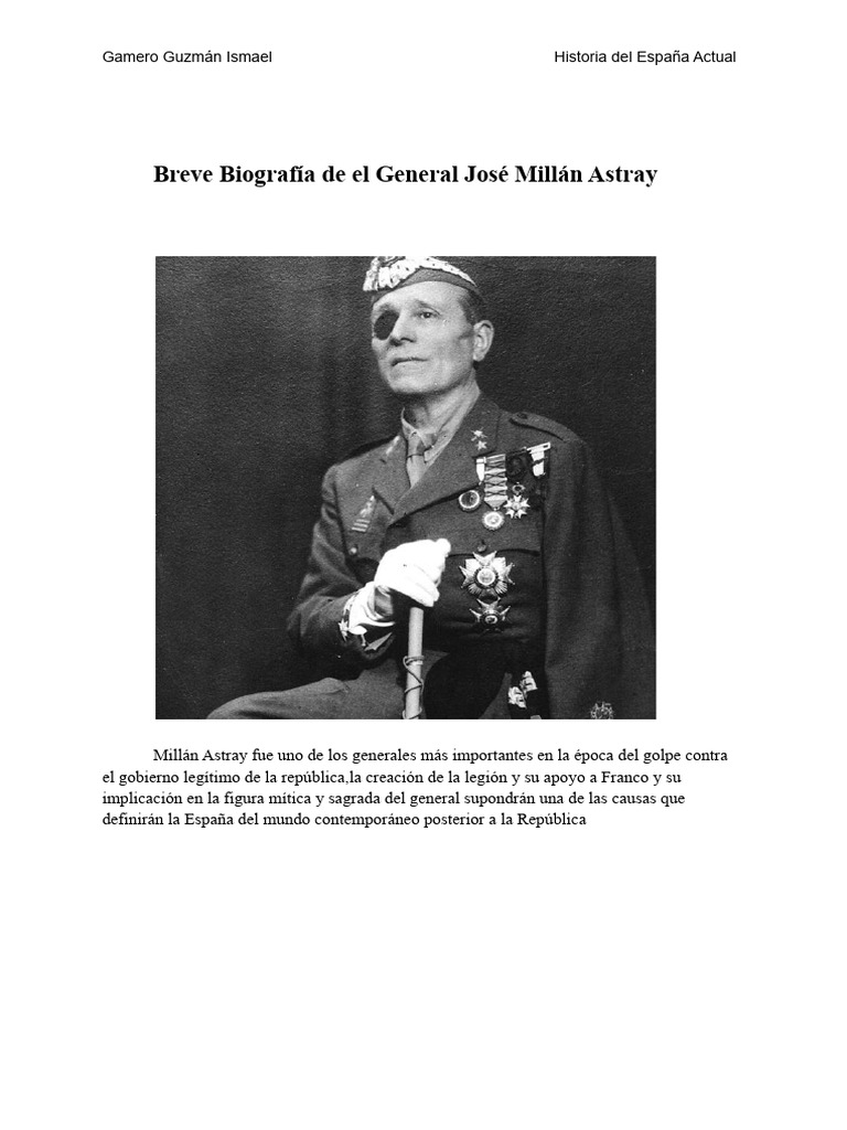 Biografía del General Millán Astray | PDF | Francisco franco | guerra ...