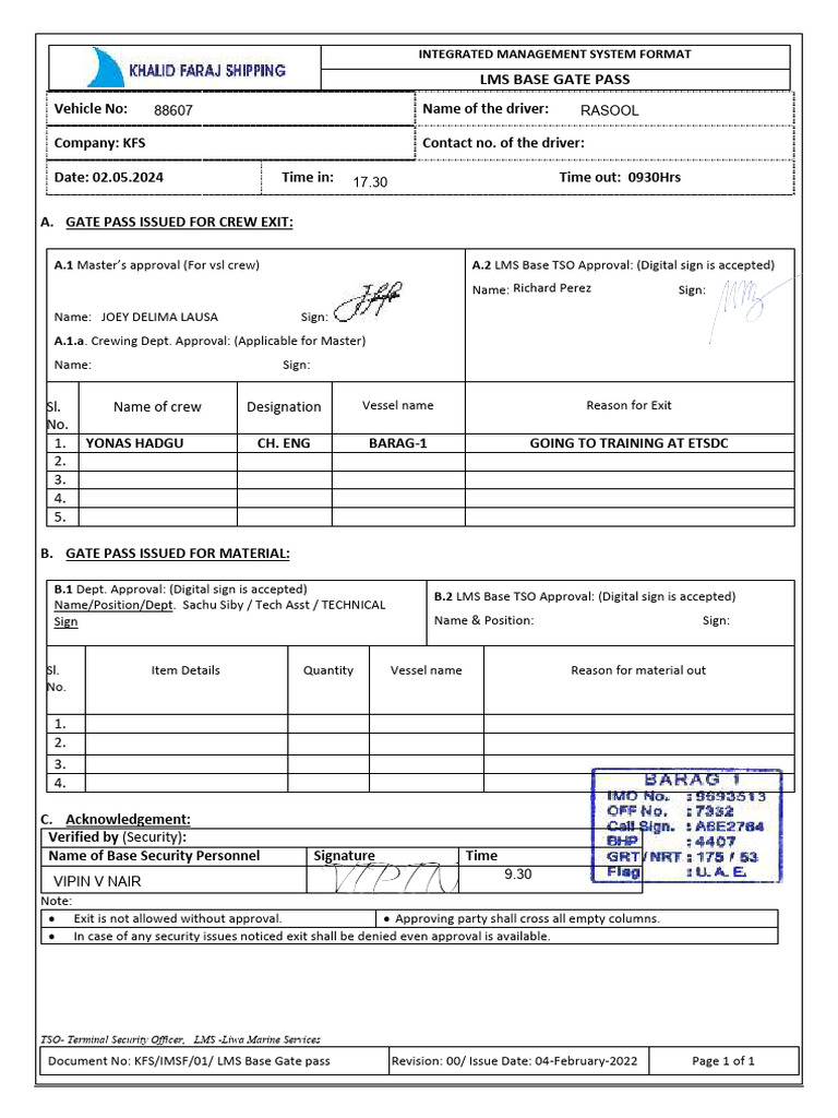 LMS Base Gate Pass CB Barag 02.05.2024-CE | PDF