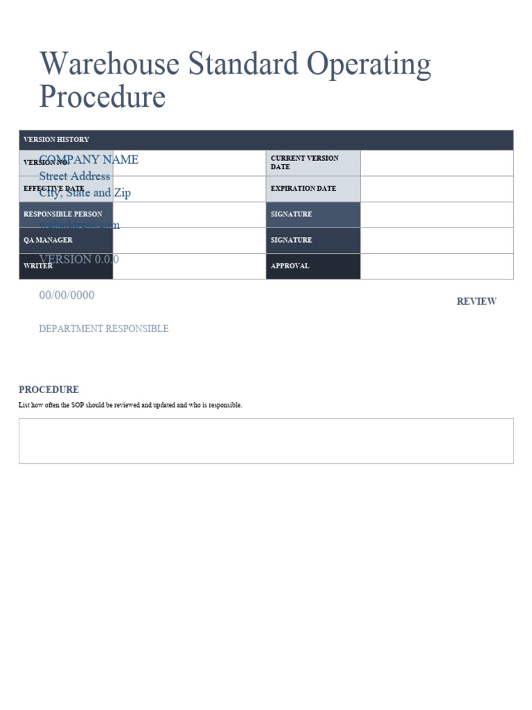 SB Warehouse Standard Operating Procedure | PDF | Warehouse | Pallet