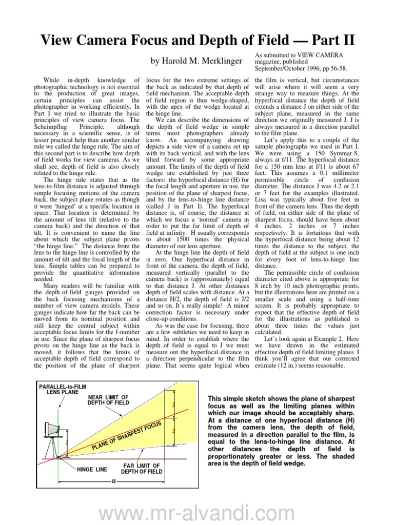 View Camera Depth of Field Guide | PDF | Optics | Imaging