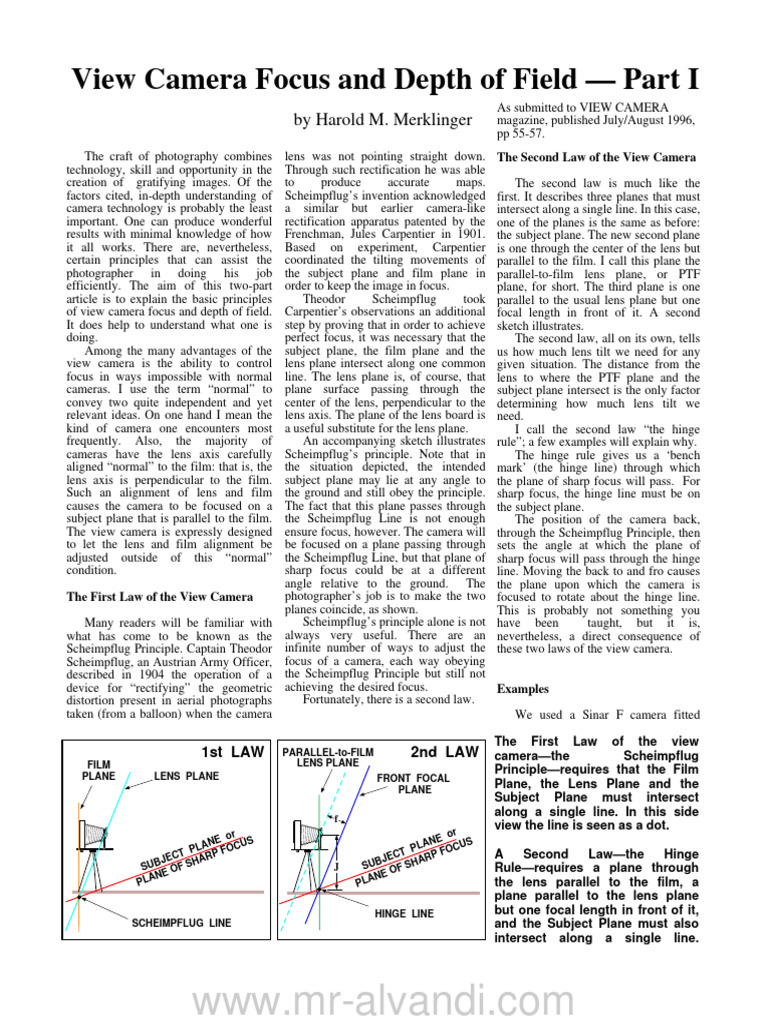 View Camera Focus and Depth of Field Part1 | PDF | Camera | Photography Equipment