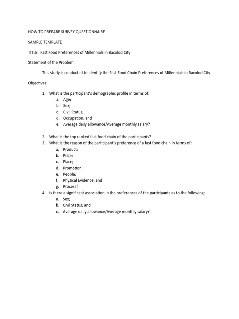 How To Prepare Survey Questionnaire Template | PDF | Survey Methodology