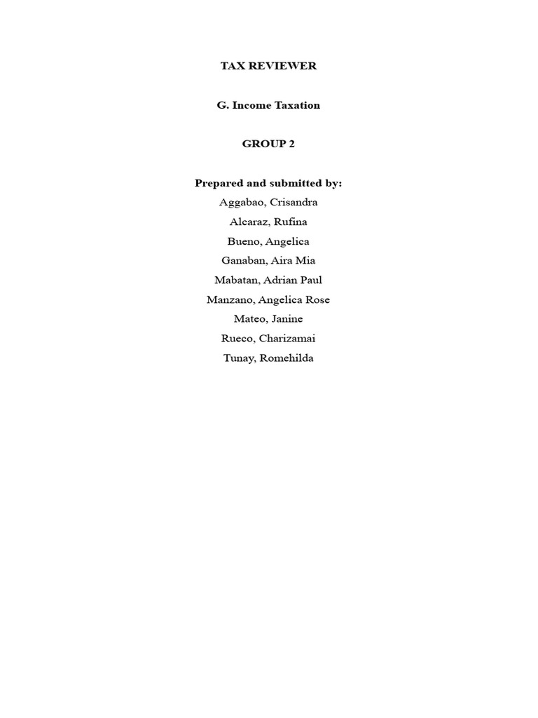 Taxation Reviewer-Group 2 | PDF | Employee Benefits | Tax Deduction