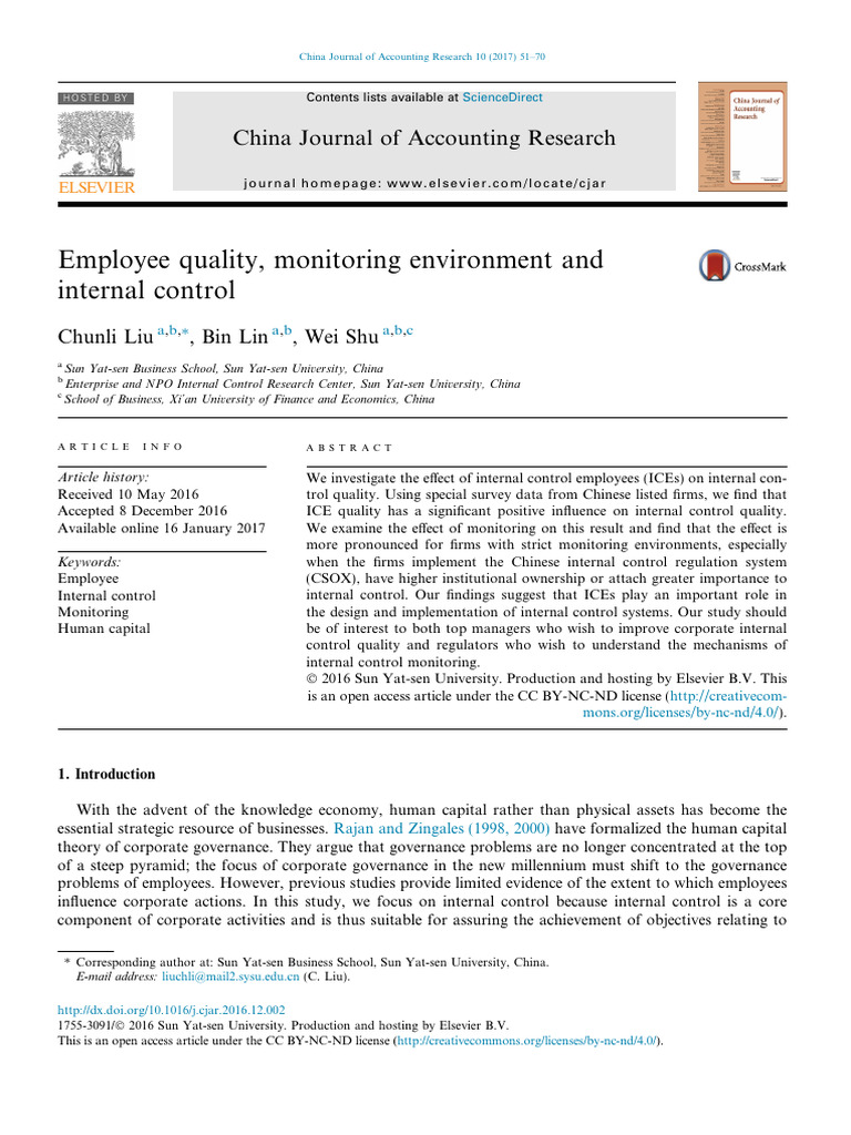 Impact of Employee Quality on Internal Control | PDF | Employment ...