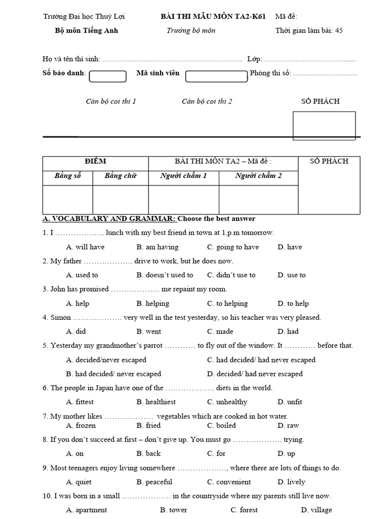 TA2-K61-Final Sample Test | PDF