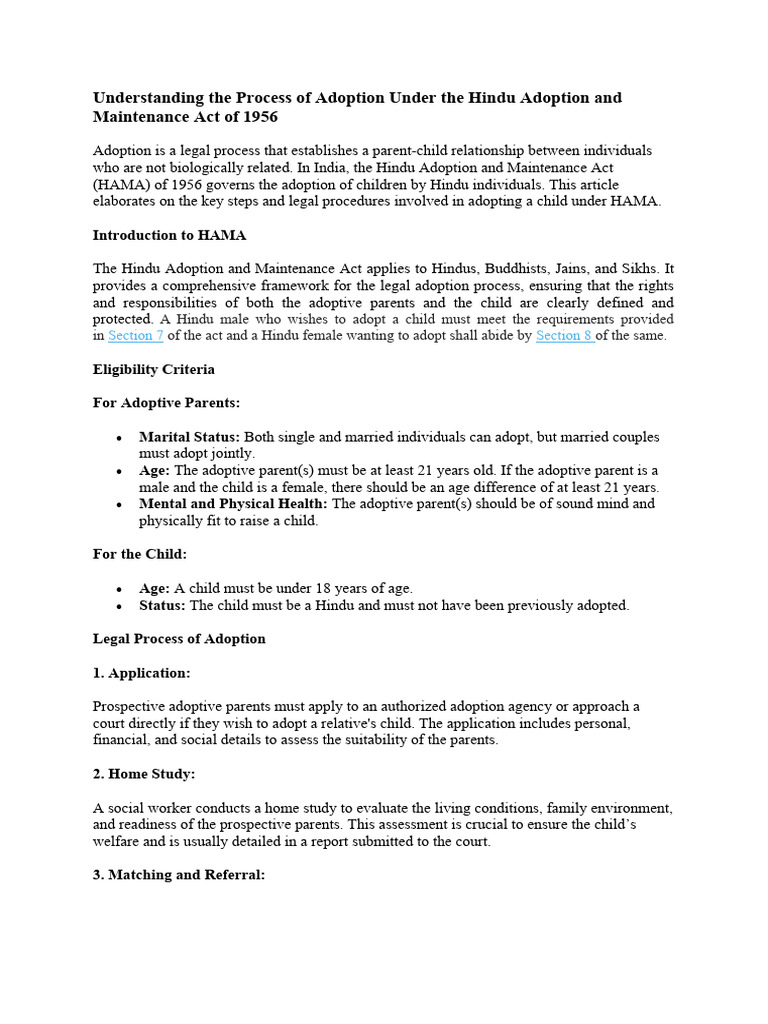 Understanding The Process of Adoption Under The Hindu Adoption and ...