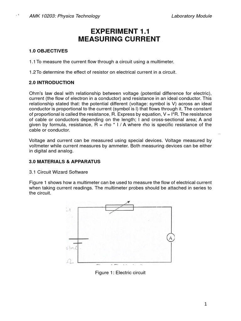 Electric Module 1.0: Current Measurement | PDF | Electrical Resistance ...