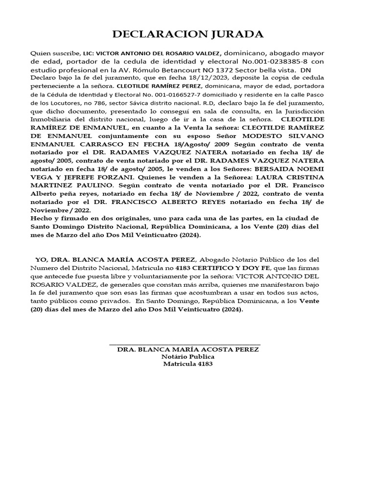 Declaracion Jurada | PDF | República Dominicana