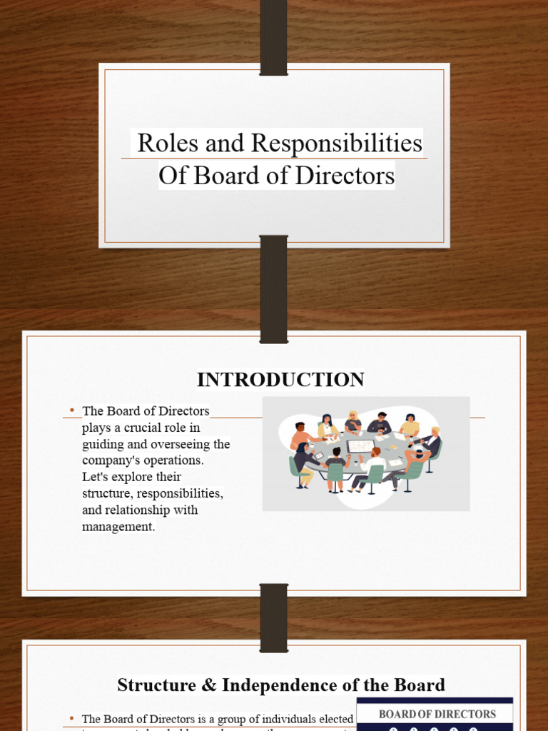 Board of Directors: Roles & Responsibilities | PDF | Board Of Directors ...