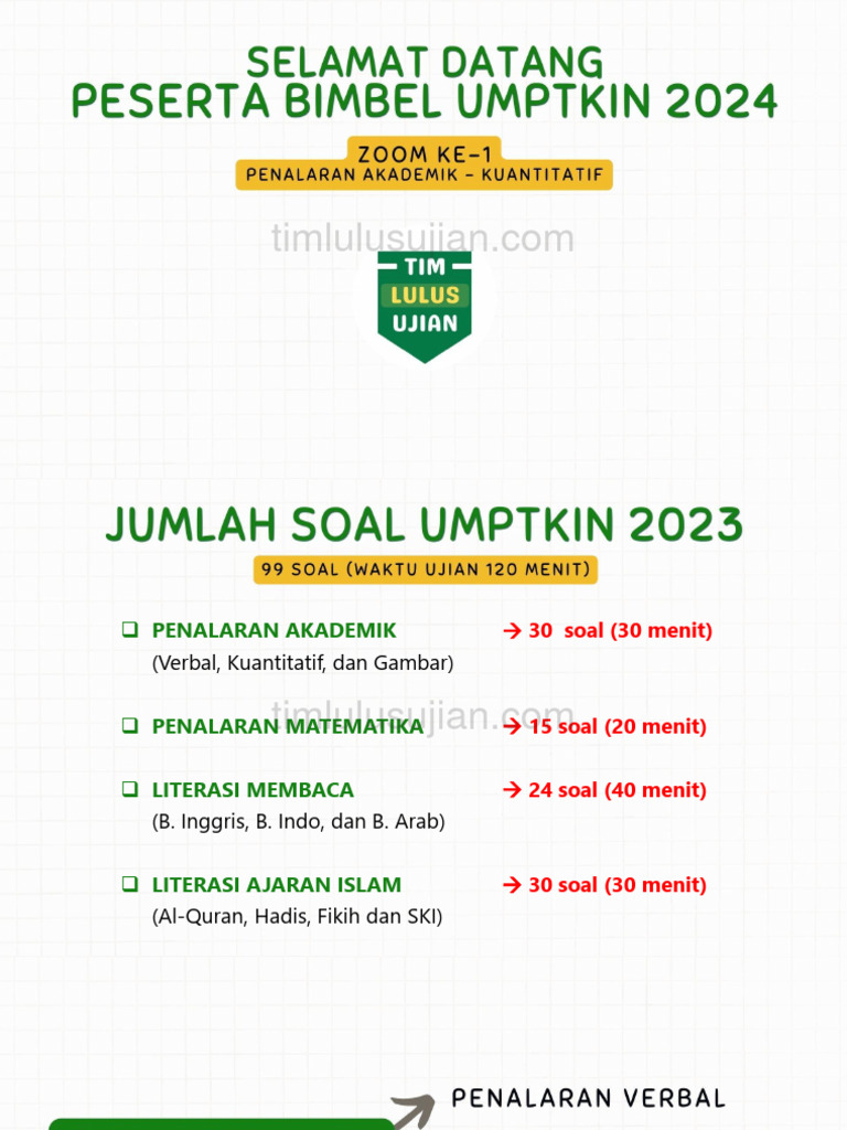 Contoh Soal UMPTKIN 2024 dan Pembahasan | PDF