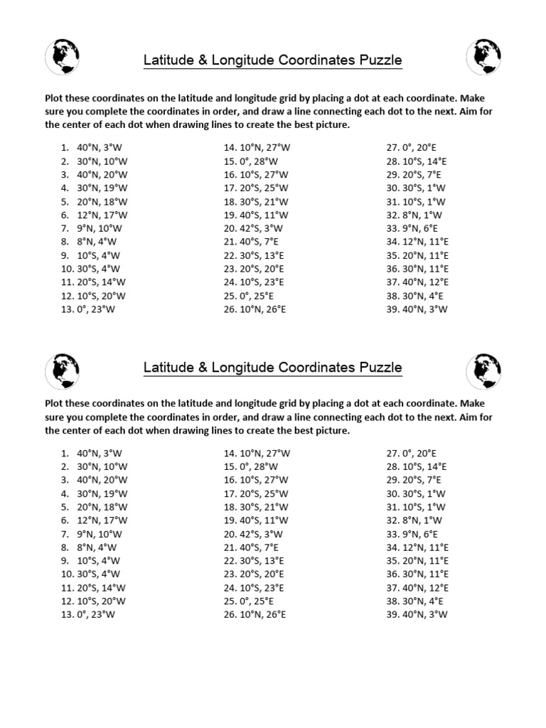 Latitude and Longitude Plotting Activity | PDF | Analytic Geometry ...