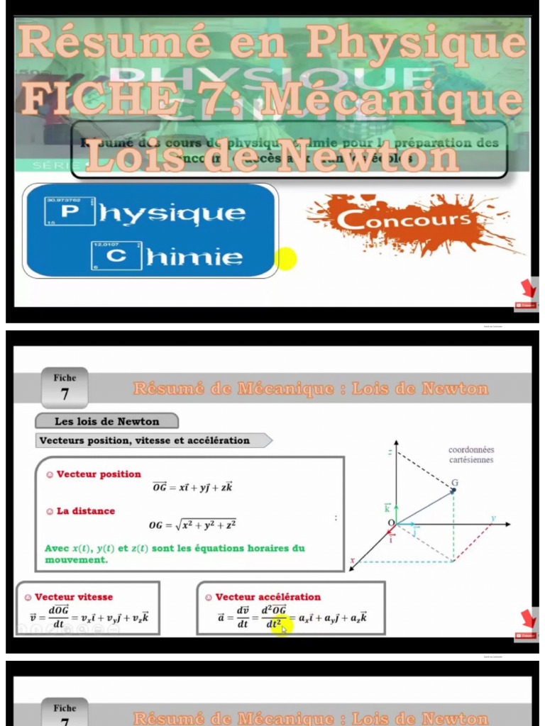 Physique Fiche7 Mecanique Lois de Newton | PDF