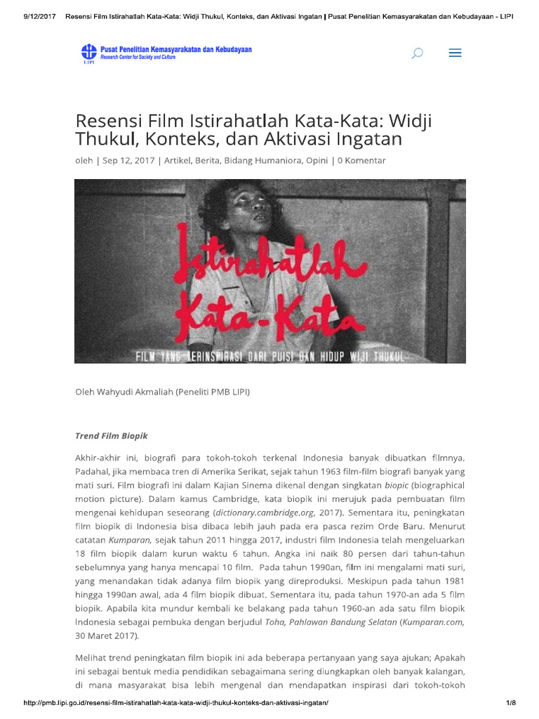 Istirahatlah Kata Kata Widji Thukul Kont | PDF