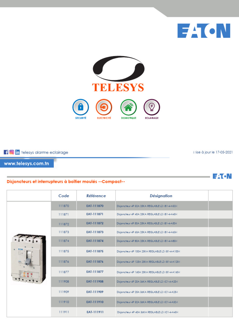 CATALOGUE EATON Mai 2021 v1 | PDF | Énergie électrique | Équipements ...
