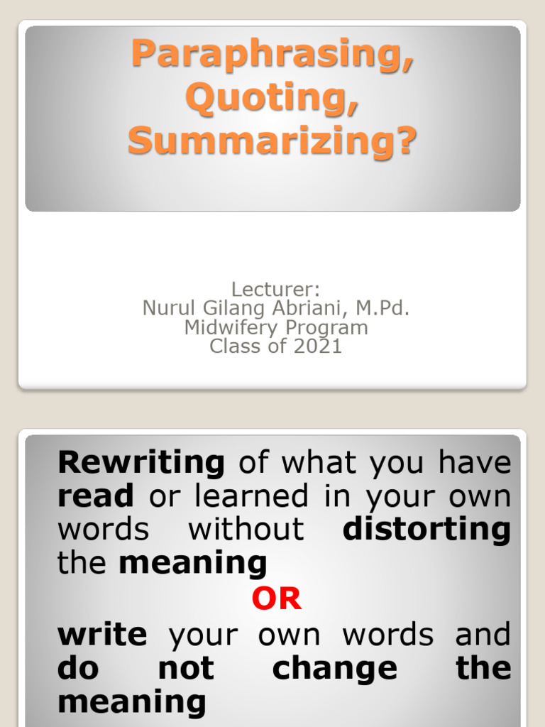 TM 7 - How To Paraphrase | PDF | Cognition | Human Communication