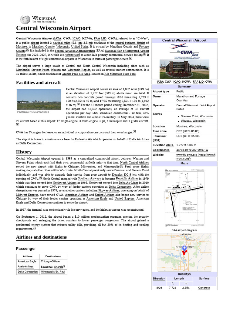 Central Wisconsin Airport | PDF | Transport Companies | Airlines