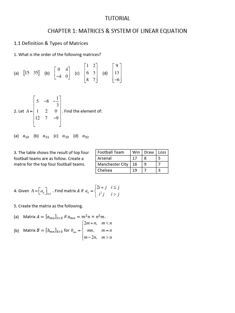 Tutorial Chapter 1 Part 1 | PDF | Matrix (Mathematics) | Numerical Analysis