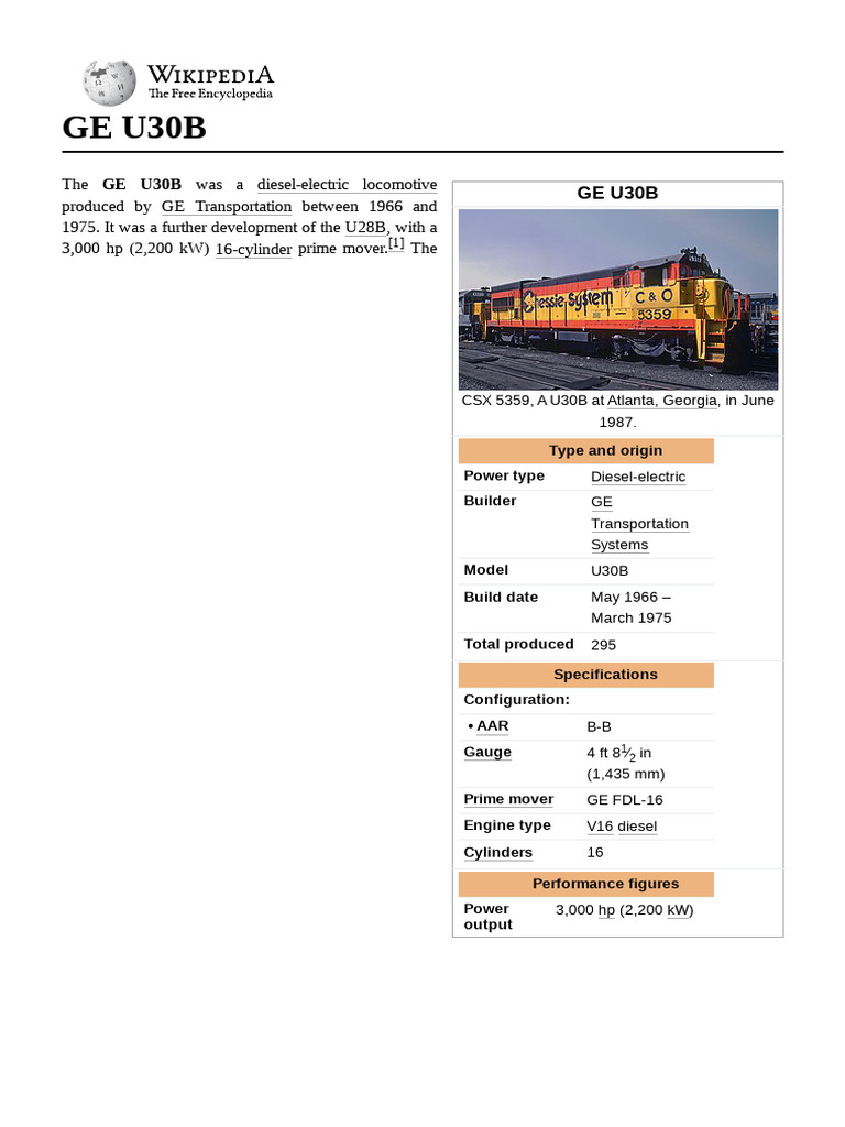 Ge U30b | PDF | Rolling Stock | Locomotives