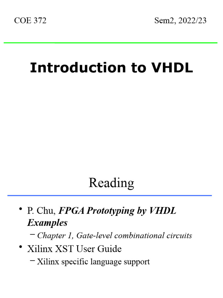 L7 Vhdl 1 Pdf Vhdl Computer Programming