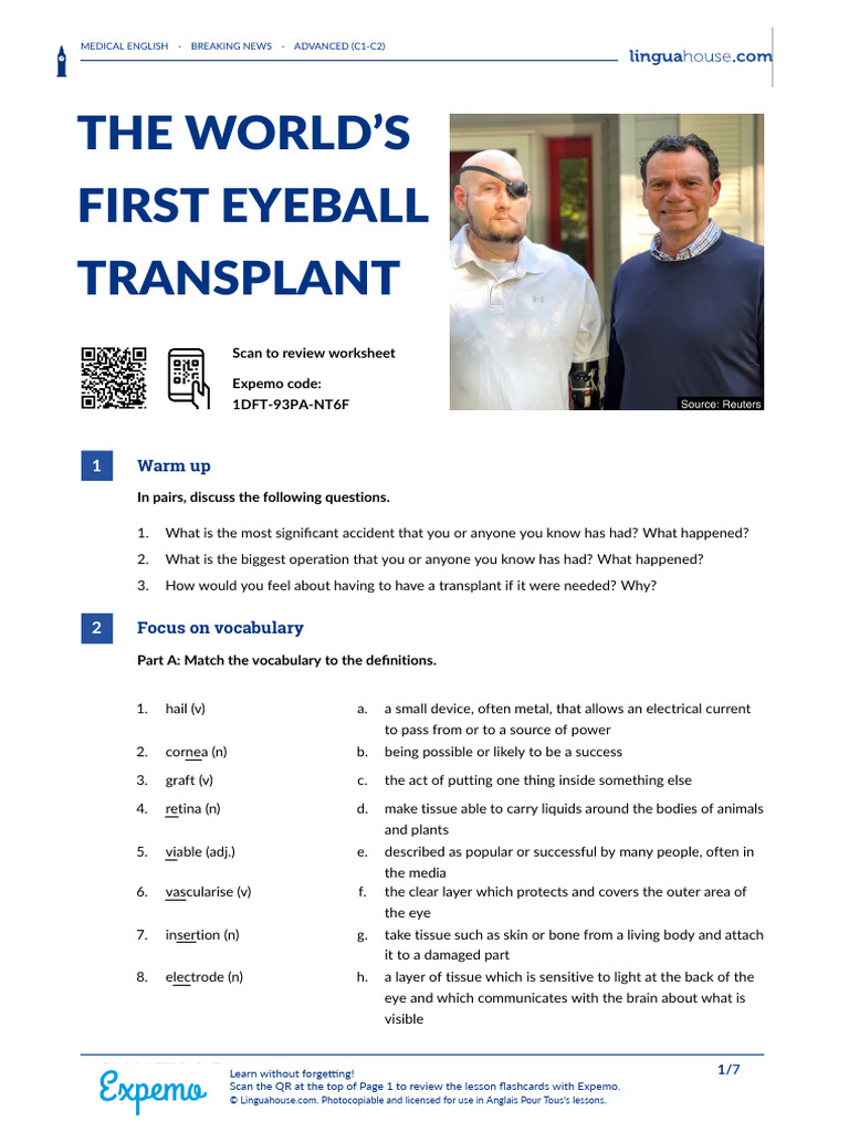 The Worlds First Eyeball Transplant | PDF | Organ Transplantation ...