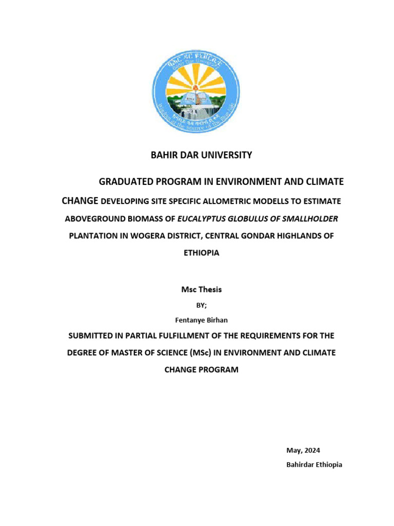 Fentaye Birhan Final Thesis Paper E & CC Studenet 28-05-2024 | PDF | Forests | Eucalyptus