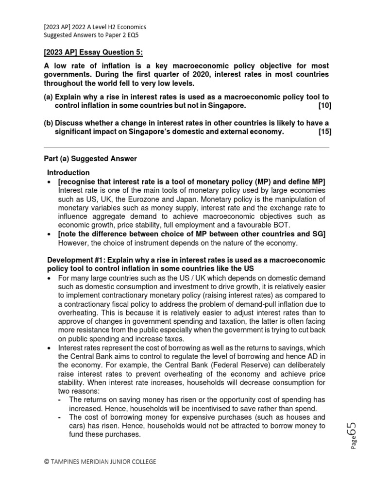 Interest Rates and Inflation Control in SG | PDF | Cost Of Living ...