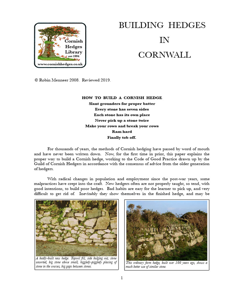 Cornish Hedge Building | PDF | Hedge | Hedge (Finance)