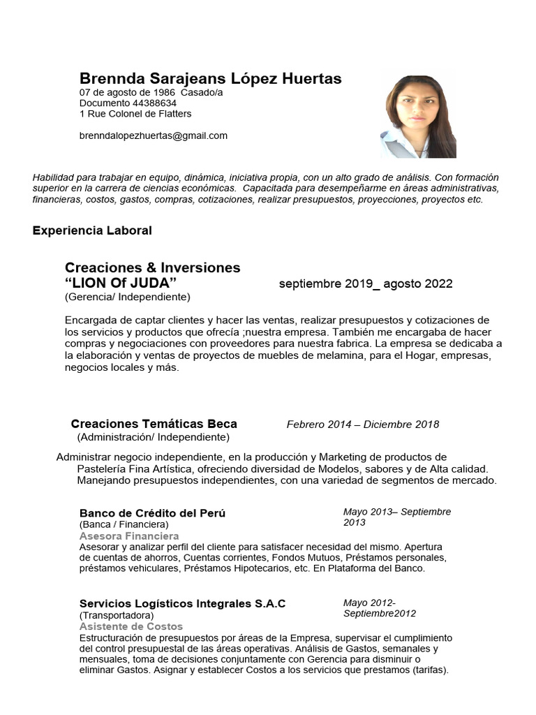 Curriculum Vitae BECA | PDF | Presupuesto | Business