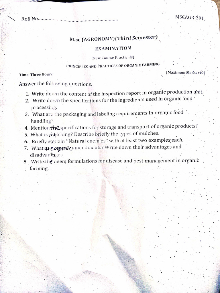 M. Sc. Ag 3rd Sem Practical | PDF